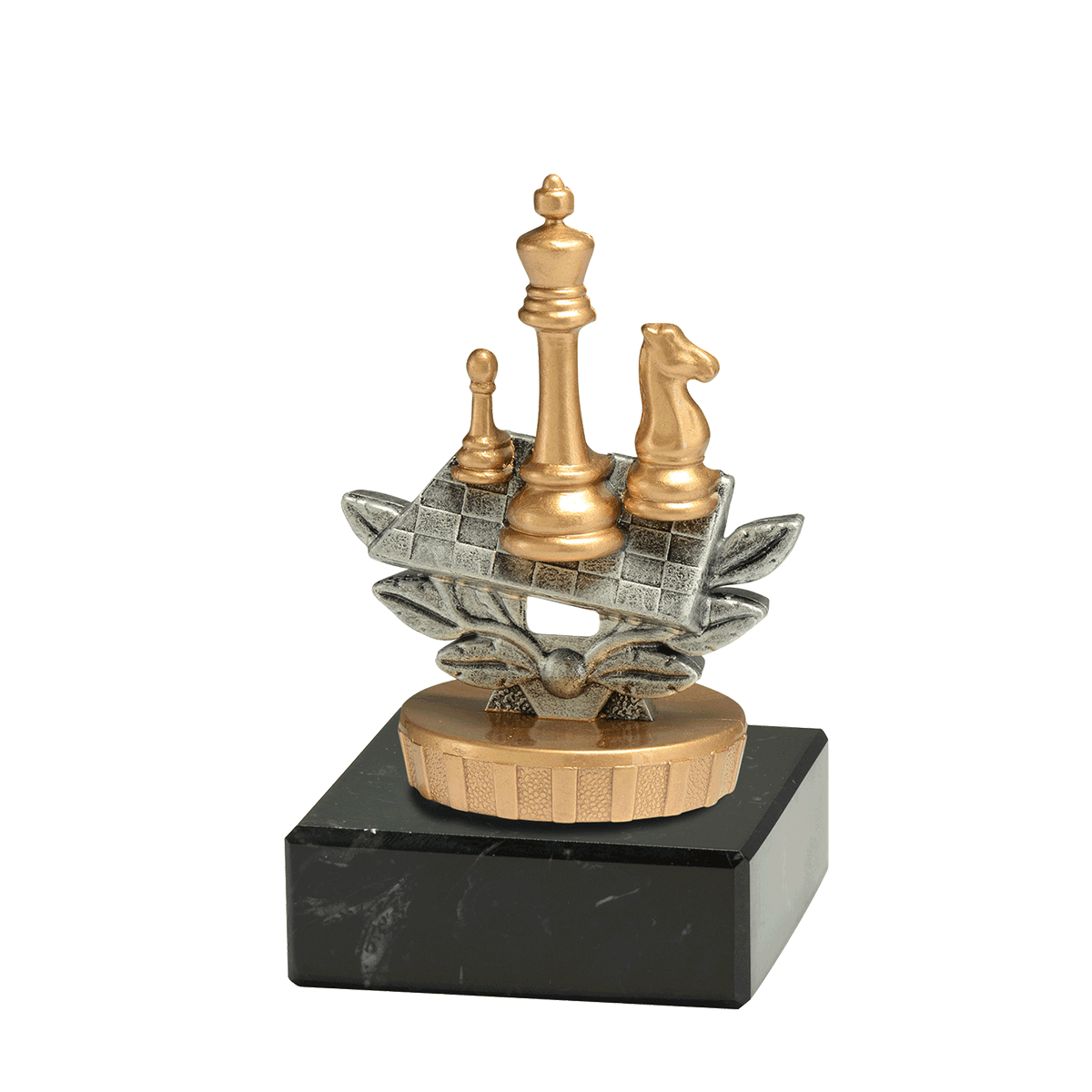 Schach-Trophäe Victor mit Schachfiguren | Budgetpokale.com
